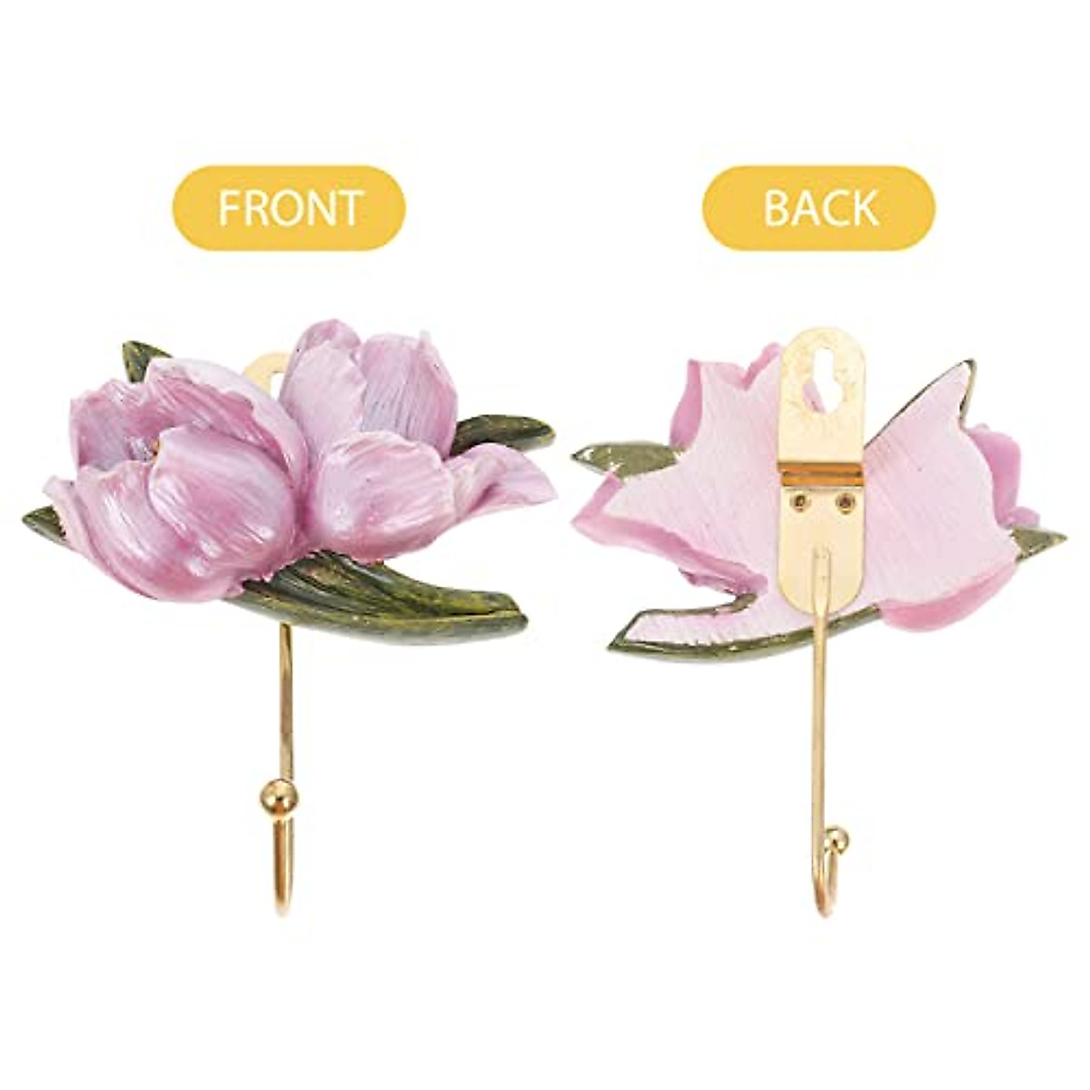 Cabilock Car Decor Heavy Duty Wallet Floral Wall Hooks 3D Tulip Coat Hooks Wall Mounted Towel Hanger with Picture Hooks Clothes Holder for Kitchen Bathroom Bedroom Jewelry Hanger Jewelry Stand