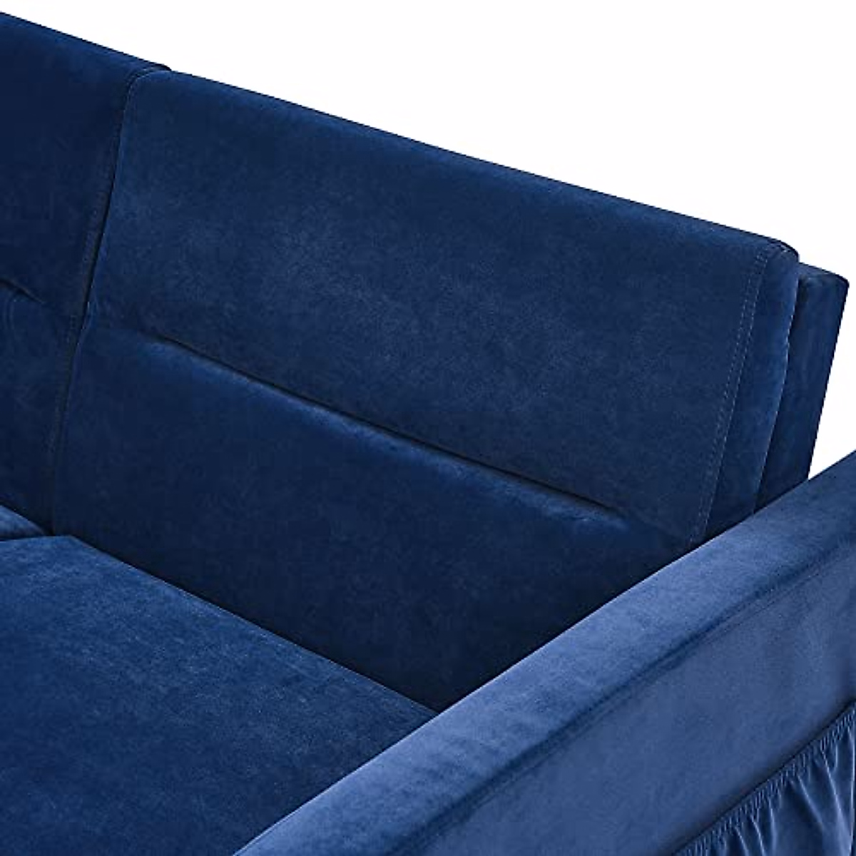 FANYE Velvet Upholstered Loveseat Sleeper w/Side Storage Pockets, 54.5" 2-Seaters Sofa with Pull-Out Couch Bed with Adjustable Cushions Backrest for Living Room Apartment Office Small Space, Blue