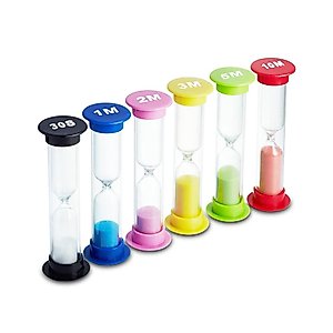 AKOAK 6 Pcs Color Hourglass Timer, 30S, 1M, 2M, 3M, 5M, 10M Hourglass Timer, Kids Play Classroom Kitchen Home Office Decorative Hourglass
