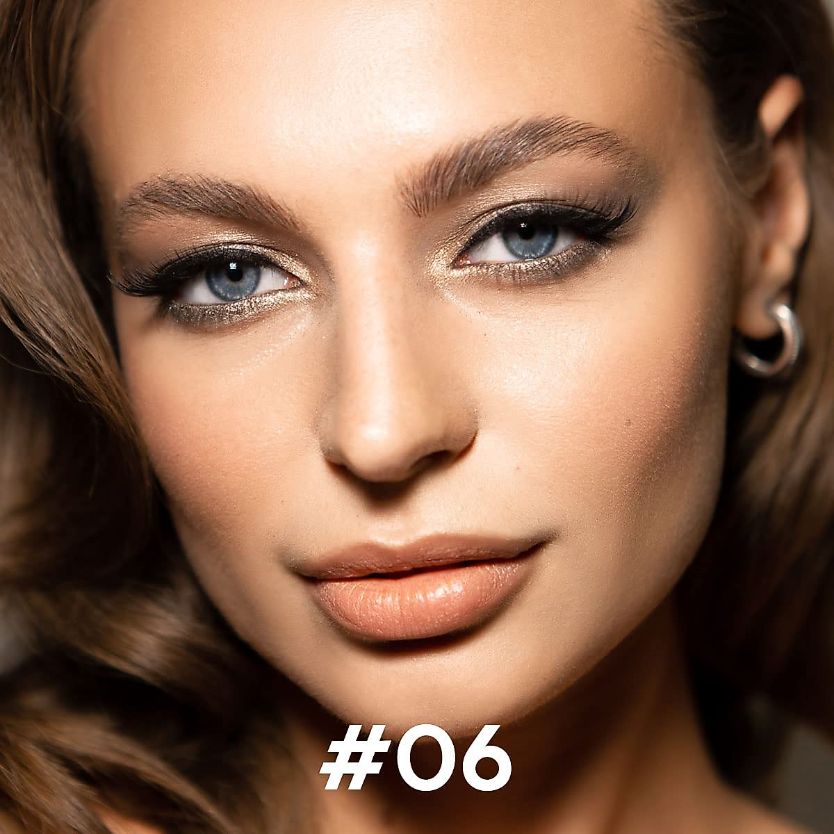 Cream Single Eyeshadow Stick with Blending Brush, Hypoallergenic Eye Shadow Stick Makeup, Pro Waterproof & Long Lasting Eye Brightener Stick, Eyeshadow Pencil Crayon Shimmer #06