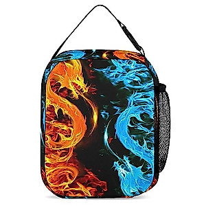 3PCS Ice & Fire Dragon Backpack Set, Stylish Laptop Bag Durable Dragon Daypack with Lunch Bags, Classic Shoulders Backpack(Ice & Fire Dragon)