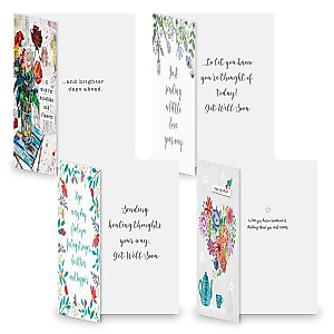 Get Well Greeting Card Value Pack – Set of 18 (9 Designs), Large 5 x 7 inches, Envelopes Included, by Current