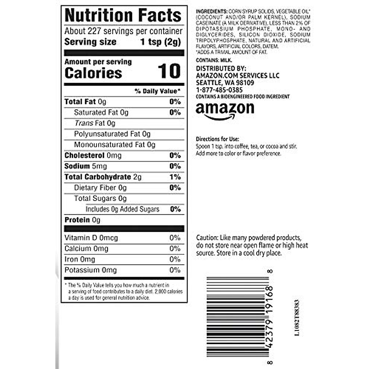 Amazon Brand - Happy Belly Powdered Non Dairy Original Coffee Creamer (Fat Free), 16 ounce (Pack of 1)