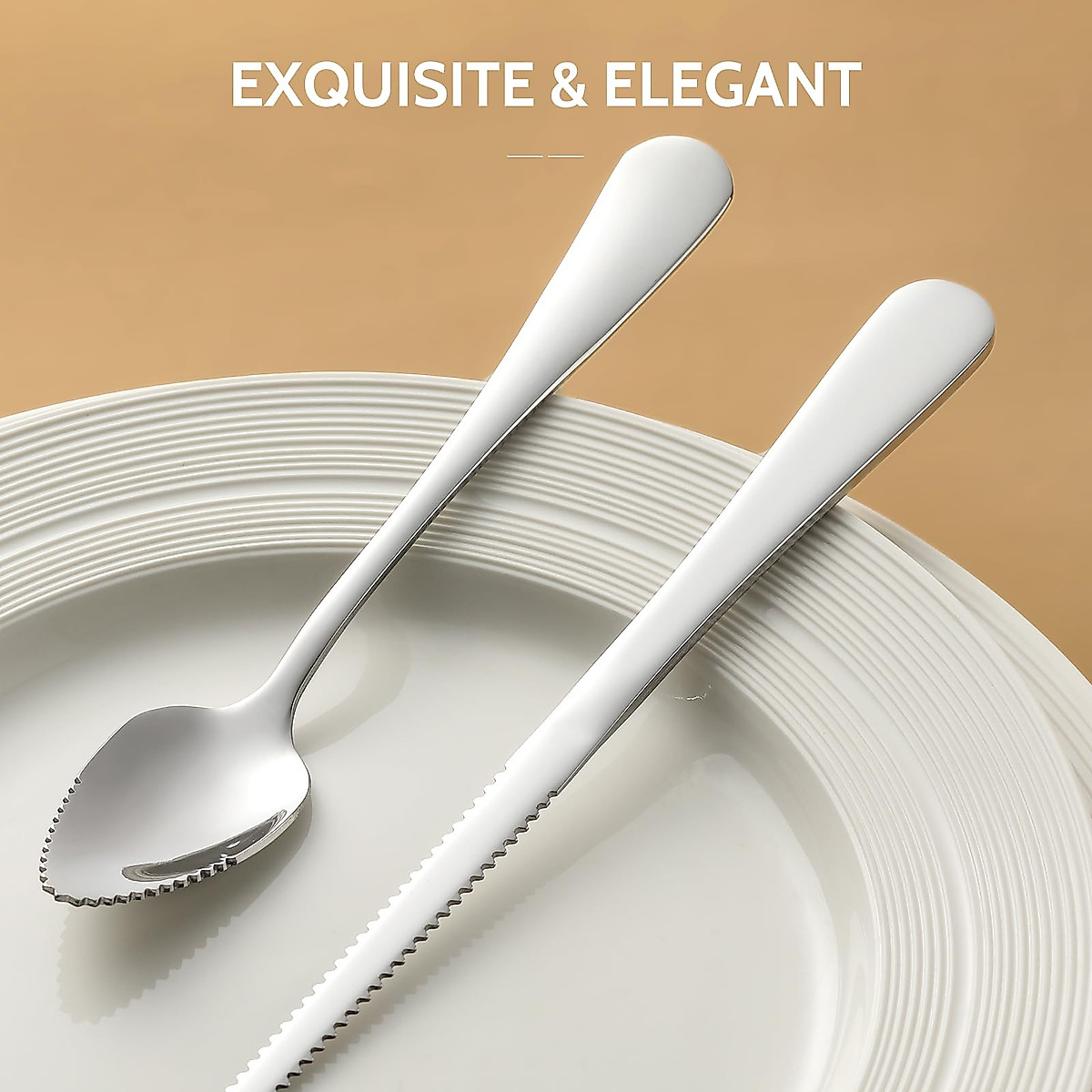 Hiware 4-piece Grapefruit Spoons, Stainless Steel