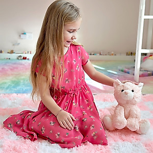 Laila and Lainey Cat Stuffed Animal - Cat Gifts for Girls Ages 0 1 2 3 4 5 6 7 8 Years, Pink Stuffed Animal