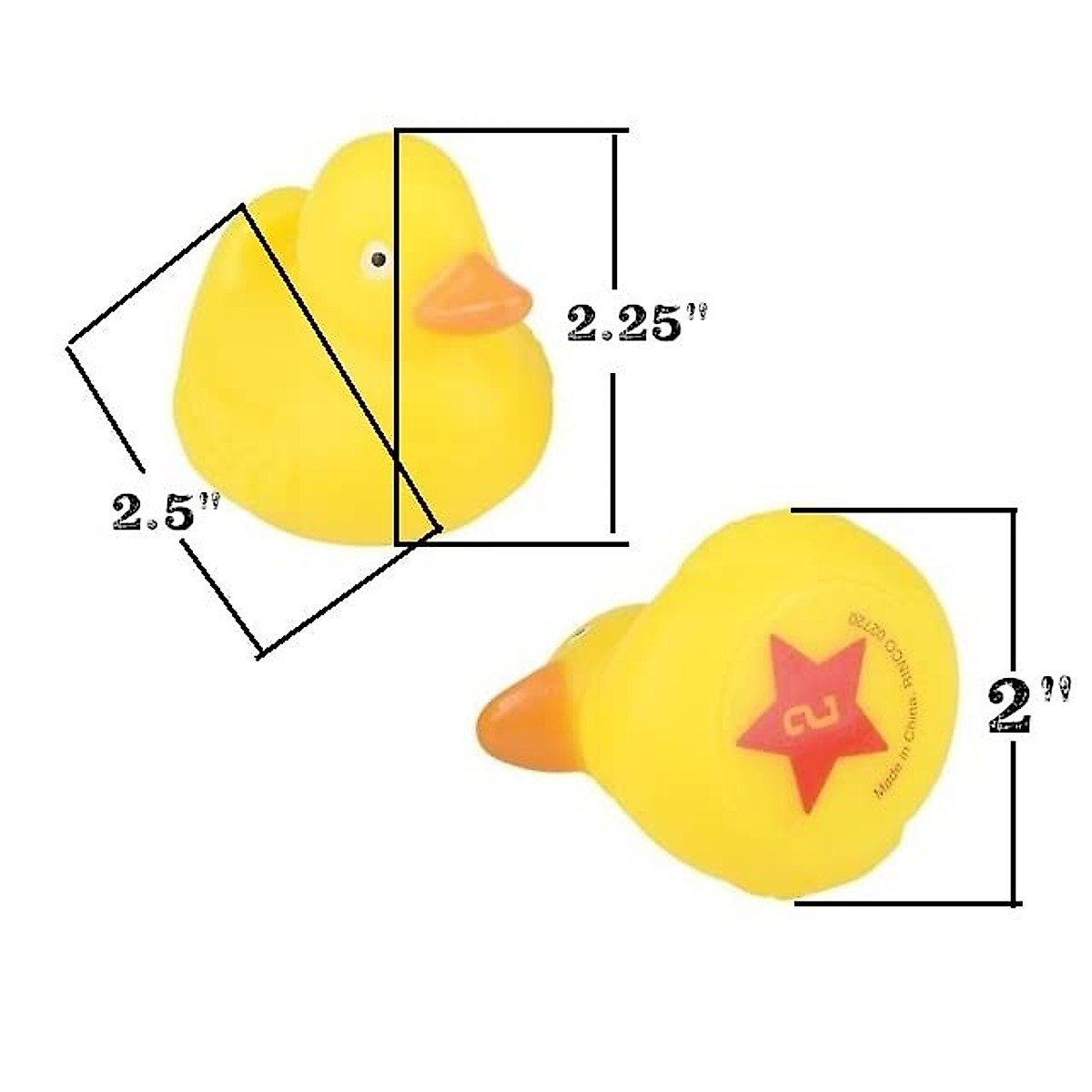 Yellow Rubber 2.5" Ducky Matching Game (20 Pack) 1 to 10 Numbers. Soft Rubber Duckies. (10 starred & 10 unstarred) Memory Game for Kids. Fun Educational Learning Toy Preshcoolers Develops Memory