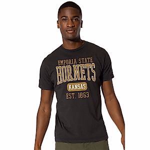 Emporia State University Official Est Date Short Sleeve Mens Cotton T-Shirt,Black, Large