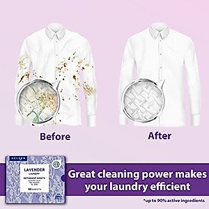 Xcleen Laundry Detergent Sheets Lavender Scent (60 loads), Eco-Friendly, Plastic Free, Biodegradable, Hypoallergenic Laundry Strips for Sensitive Skin, Great for Travel Home and School