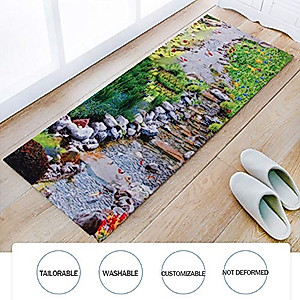 LoveHouse 3D Optical Illusion Rug for Living Room,Decorative Printing Area Rug Lotus Ocean Pattern,Large Washable Carpet Mat,Non Slip Hallway Nautical Runner Rug-D 100x300cm/39-118in