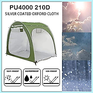 AMOSSO 4 or 5 Bike Shed Tent, Extra Thick 210D Silver Coated Oxford Waterproof & Sunproof, Double Side Opening Portable Storage Sheds Outdoor with Floor for Motorcycle, Bicycle, Garden Tools, Green