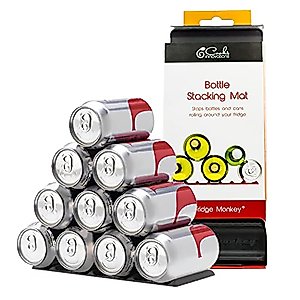 Fridge Monkey Mat - Wine & Soda Can Organizer for Refrigerator - Drink Organizer Holder Makes Cans & Bottles Stackable for Easy Storage - Space Saver for Refrigerator Organization - Charcoal (1 Pack)