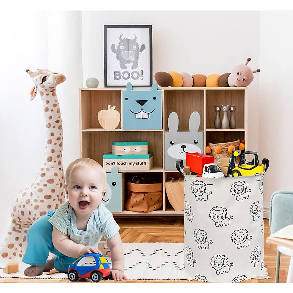 ESSME Baby Hamper,Nursery Laundry Basket,Lion Storage Basket,Toy bin for Boys, Gift Baskets,Room Decor,Home Organizer (Lions)