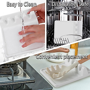 Ceramic Utensil Rest with Drip Pad for Multiple Utensils, Heat-Resistant, Spoon Rest & Spoon Holder for Stove Top, Kitchen Utensil Holder for Spoons, Ladles, Tongs & More (white)