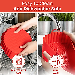 Silicone Air Fryer Liners for Ninja Air Fryer AF101 4QT, AF161/AF150 5.5, For Gourmia, Power XL, COSORI, Instant Pot, Fabuletta, Phillipe Air Fryer 4QT and 3-6 QT Airfryer, Better than Paper Liners