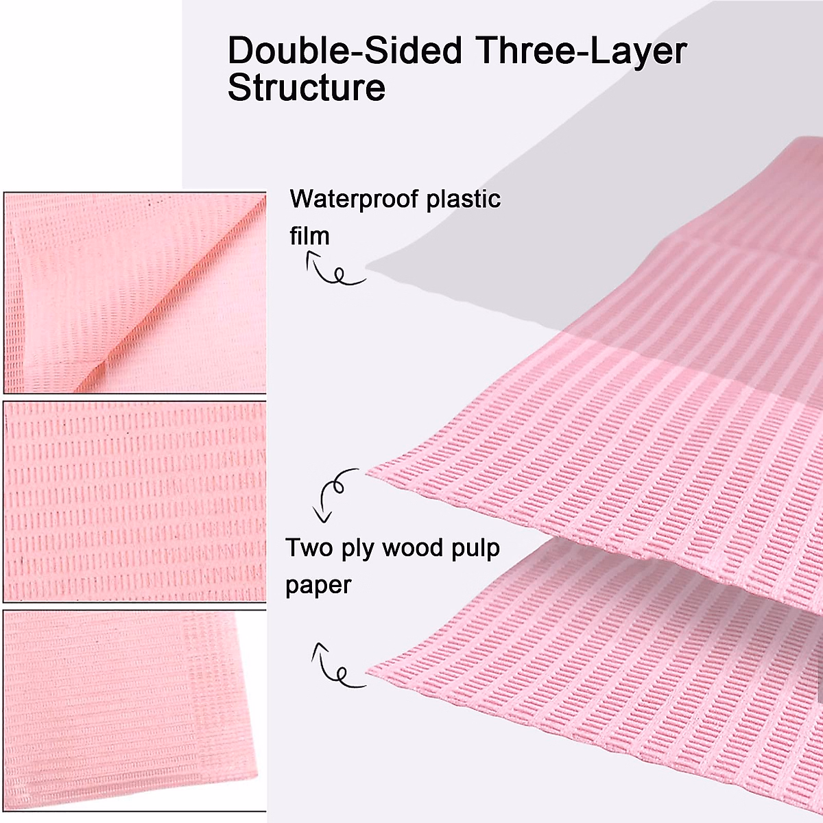 LXIANGN 125PCS Disposable Nail Art Table Towels Mat 13" X 17" Waterproof 3 Ply Nail Art Mat Paper Sheet Clean Pads Tattooing Table Mat Nail Table Cover Tattoo Supplies (Pink)