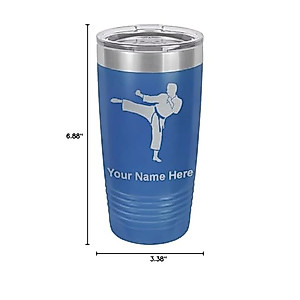 LaserGram 20oz Vacuum Insulated Tumbler Mug, Karate Man, Personalized Engraving Included (Dark Blue)