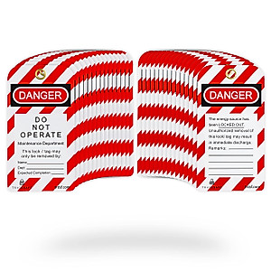 TRADESAFE Lockout Tagout Tags - 30 Danger Do Not Operate Tags with 30 Zip Ties, Premium 32 mil Vinyl, OSHA Compliant Loto Tags for Lock Out Tag Out, Equipment Repair