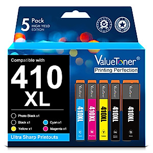 Valuetoner Remanufactured Ink Cartridge Replacement for Epson 410XL 410 XL T410XL High Yield to use with Expression XP-7100 XP-530 XP-630 XP640 XP-830 XP635 Printer (5-Pack)