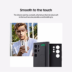 SAMSUNG Galaxy S23 Ultra Silicone Grip Phone Case, Protective Cover w/Silky Smooth Texture, Detachable Strap, US Version, EF-GS918TBEGUS, Black