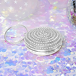 GripIt Round Shape Rhinestone Wristlet Handbag Clutch Purse Evening Wedding Cocktail Party Bag,Silver