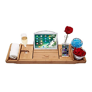 Streamline | Clawfoot 59" N1120GLD-CH Acrylic Bathtub, Black | Comes with External Drain And Chrome Overflow | Bamboo Tray Included