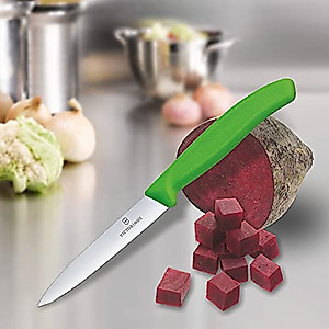 Victorinox 6.7706.L114 Swiss Classic Paring Knife for Cutting and Preparing Fruit and Vegetables Straight Blade in Green, 3.9 inches