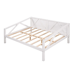 Harper & Bright Designs Wooden Full Size Daybed Frame, Wood Slat Support, No Box Spring Needed, White