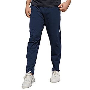 ADMYYROL Men's Performance Tech Sweatpants Active Athletic Jogger Pants Gym Quick Dry Trousers Casual(XL-Navy-02)