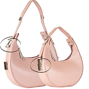 DASTI Half Moon Inspired By Designer Small Pink Purse Convertable Trendy Top Round Handle Side Bag For Women Vegan Leather Hobo Fashionable Chic
