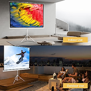 100" Projector Screen Pull Down, Projector Screen with Stand, Outdoor Projection Screen, 4:3 4K HD Home Theater Projection Screen Portable, Wrinkle-Free