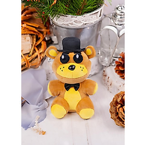 KEOGAU Golden Freddy Black Hat ( in Stock US) - Five Nights Freddy's - Fazbear Collectible Figure - F-N-A-F Nightmare Plush (Golden Bear ) 7''/Toy, Golden Bear Black Hat