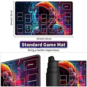 Playmat for OCG, Game Play Mat for TCG CCG 24 x 14 inch with Non-Slip Rubber Base and Stitched for Board Games and Table Magic, Astronaut in Space
