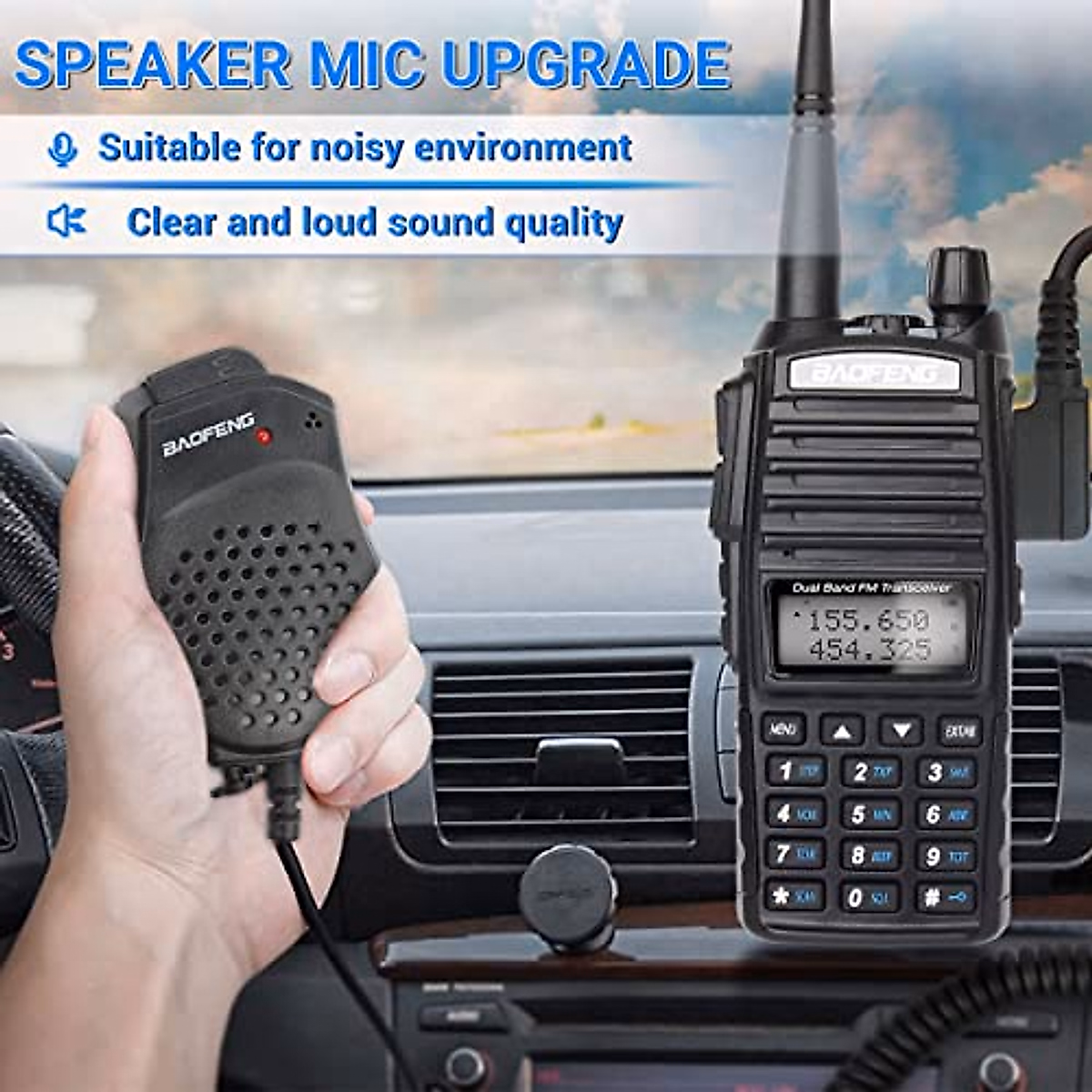 Baofeng UV-5R 8W Upgrade Ham Radio Handheld Dual Band Portable Two Way Radio Long Range Rechargeable Walkie Talkie with 3800mAh Battery,USB Charger,High Gain Antenna and Programming Cable Full Kit