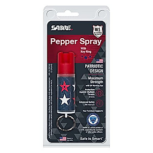 SABRE Pepper Spray With Key Ring, 25 Bursts, 10-Foot (3-Meters) Range, UV Marking Dye, Twist Lock Safety