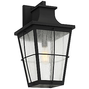 Phia Modern Industrial Outdoor Wall Light Fixture Rich Black Metal 23 1/4" Clear Seeded Glass for Exterior House Porch Patio Outside Deck Garage Yard Front Door Garden Home - John Timberland