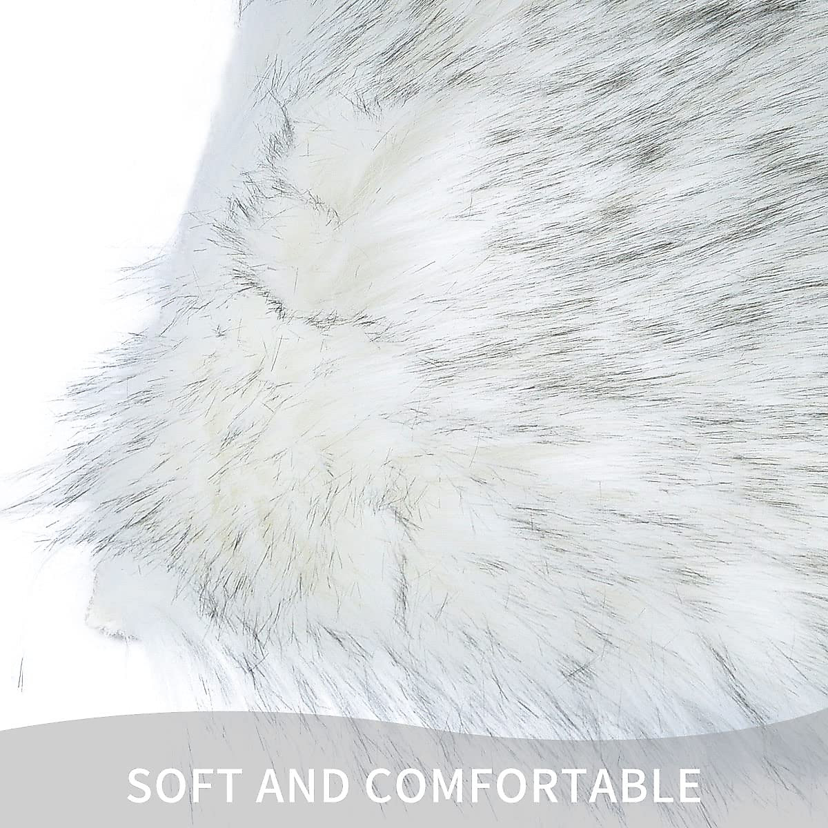 OKAYDA Fluffy Faux Sheepskin Fur Chair Pad Shaggy Seat Cushion Soft Stool Cover Perfect for Sofa Home Decor (Grey tip Square)