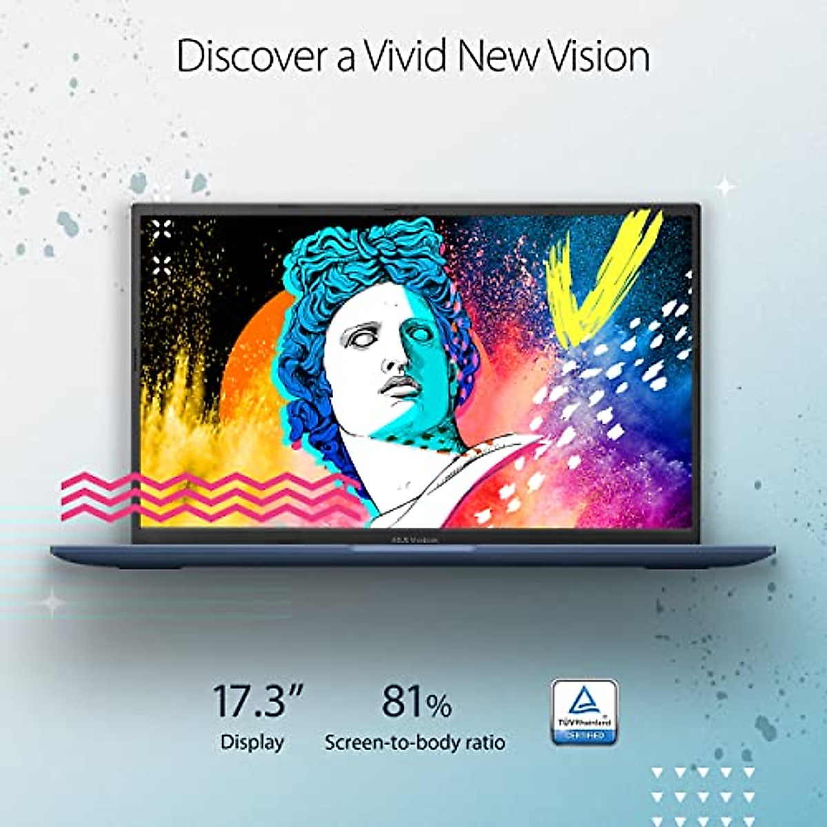 ASUS VivoBook 17X Laptop, 17.3 inch FHD Display, Intel Core i7-12700H CPU, Intel Iris Xe Graphics, 16GB RAM, 1TB SSD, Fingerprint Sensor, Windows 11 Home, Quiet Blue, K1703ZA-DS76