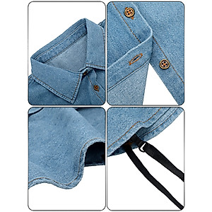 Syhood 4 Pcs Fake Collar Detachable False Dickey Collar Half Shirts Round for Women Outfits(Denim Fabric,Matte Black, Blue, Light Blue, Light Gray)