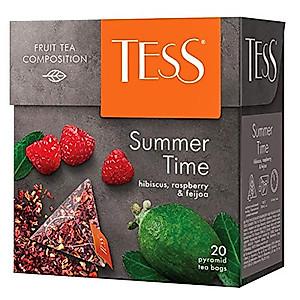 Tess Summer Time Fruit Tea Composition Hibiscus, Raspberry and Feijoa Leaf Tea in 20 Pyramid Sachets