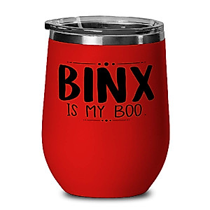 Brinx is My Boo Wine Glass, Wine Tumbler Red, Brinx is My Boo Stainless Steel Insulated Lid Wine Glass Mug Cup Present Idea