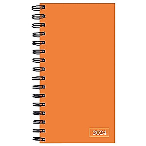 TF PUBLISHING 2024-2025 Citrus Orange 2-Year Small Monthly Pocket Planner | 2-Page Large Calendar Grid and Lined Notes Section in Back | Monthly Day Planner for Purse | 3.5" x 6.5"
