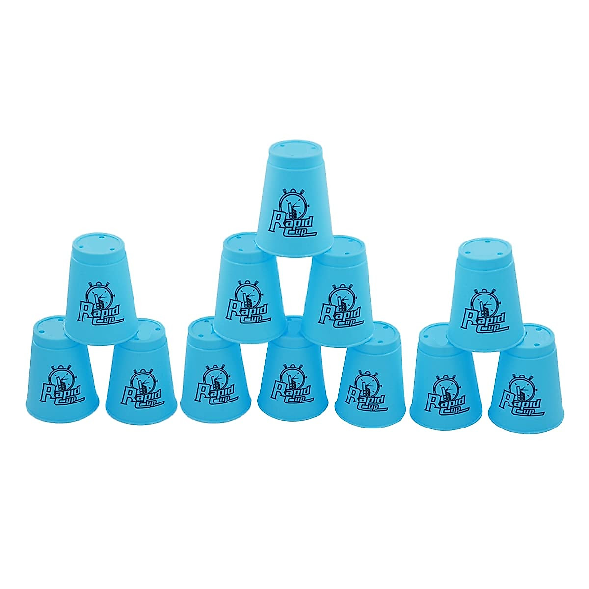 Tocypho 12 Pack Quick Stack Cups Set Plastic Sports Stacking Cups Training Game for Travel Party Challenge Competition (Blue)