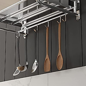 YINGHUBAO Stainless Steel Wall Shelf Metal Shelving Heavy Duty Commercial or Household Grade Wall Mount Microwave ,Kitchen Oven Wall Mount Bracket , with Hooks, 120lbs Load Bearing. (Silver)