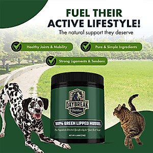 Pure Green Lipped Mussel Powder for Dogs and Cats - 100% New Zealand Green Lipped Mussels - Anti Inflammatory Supplement & Vitamins to Help Your Pet Deal with Arthritis, Joint Pain Relief - 150 Grams