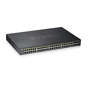 ZYXEL 48-Port PoE Switch Gigabit Ethernet Smart (GS1920-48HPV2) - Managed, with 48x PoE+ @ 375W, 4x SFP, Rackmount, Limited Lifetime Protection