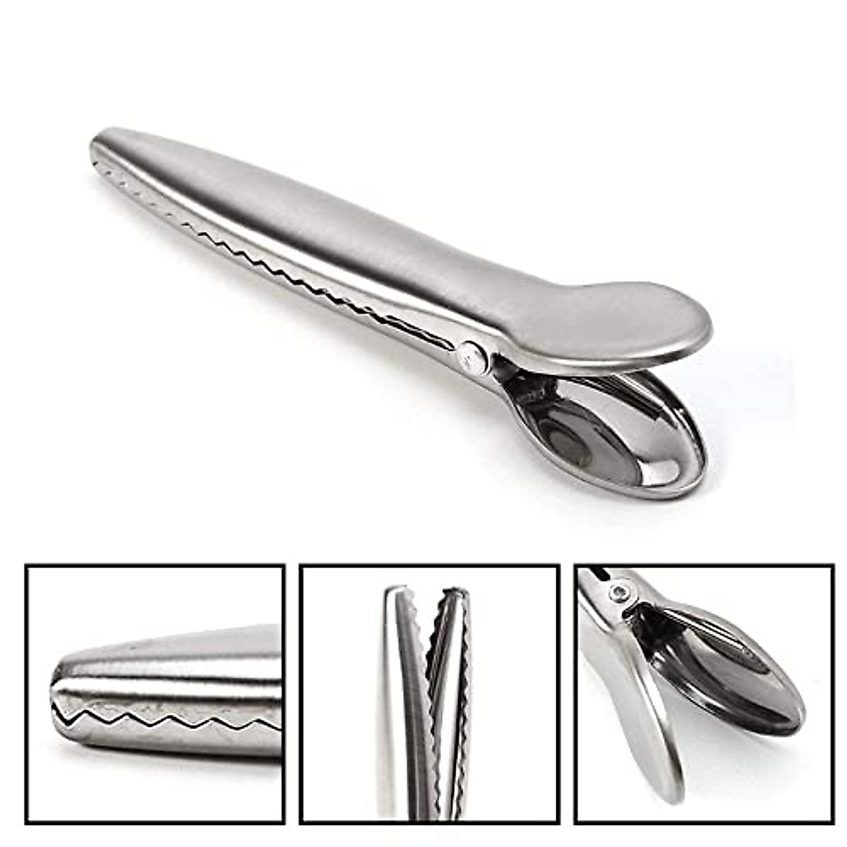 TAODAN Set of 6 Heavy Duty Stainless Steel Alligator Clips,Fresh-Keeping Clamp Jaw Sealing Clips Air Tight Seal Grip on Coffee & Food Bags