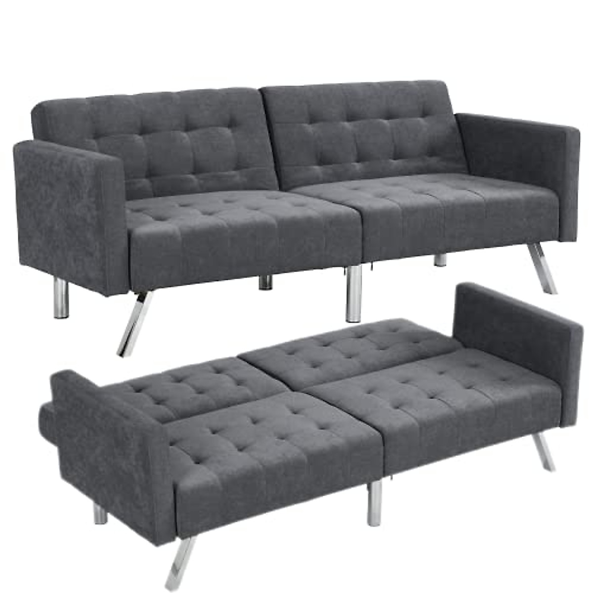 petolovty 75in Modern Convertible Folding Futon Sofa Bed, Folding Recliner Lounge Futon Couch for Living Room, Loveseats Sofa Bed for Compact Living Room, 75x32x30inch(WxDxH)