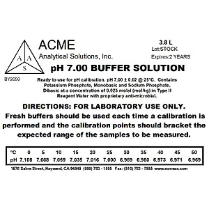 Acme Analytical Solutions pH 4 and 7 Buffer Solutions, 2 Gallons Total, pH Meter Calibration Solution, NIST Traceable Reference Standards, Designed for All pH Meters, 2 x 3.8 Liters, pH Buffer Combo