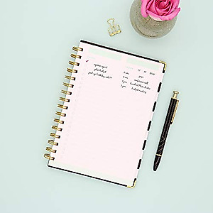 Blue Sky Day Designer for Today To-Do Notebook, 160 Ruled Pages, Twin-Wire Binding, Hardcover, 5.75' x 8.5', Black Stripe