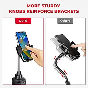 kemimoto Car Cup Holder Phone Mount 360° Adjustable Cell Phone Holder Compatible with Car, Golf Cart, Truck, ATV, Black